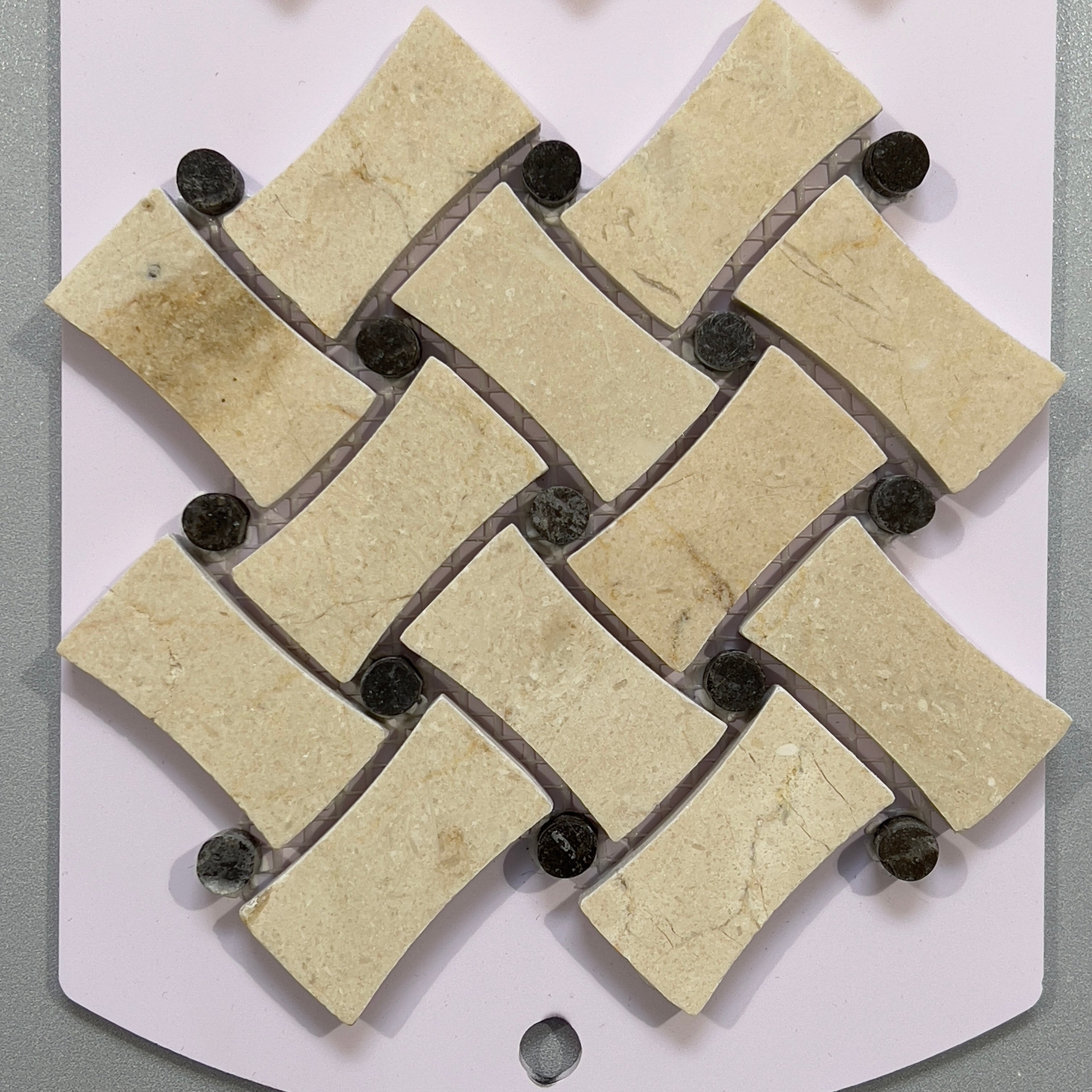 Beige marble basketweave mosaic/pool tile - cvlb26 – Tiles Warehouse