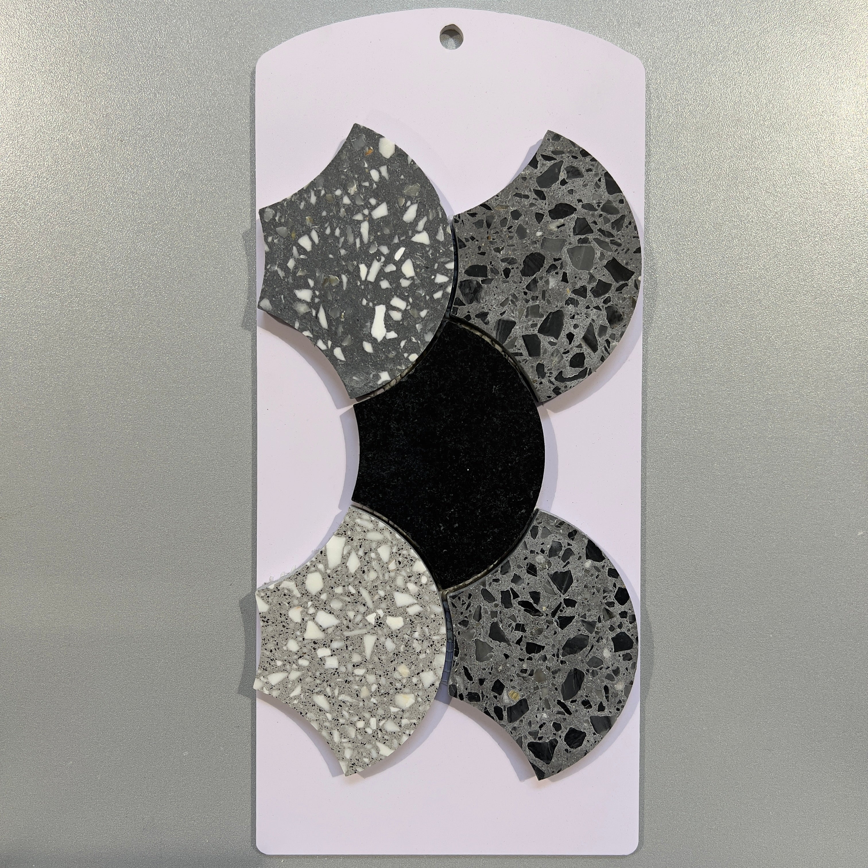 Grey terrazzo marble fan mosaic - cvnz02sc – Tiles Warehouse