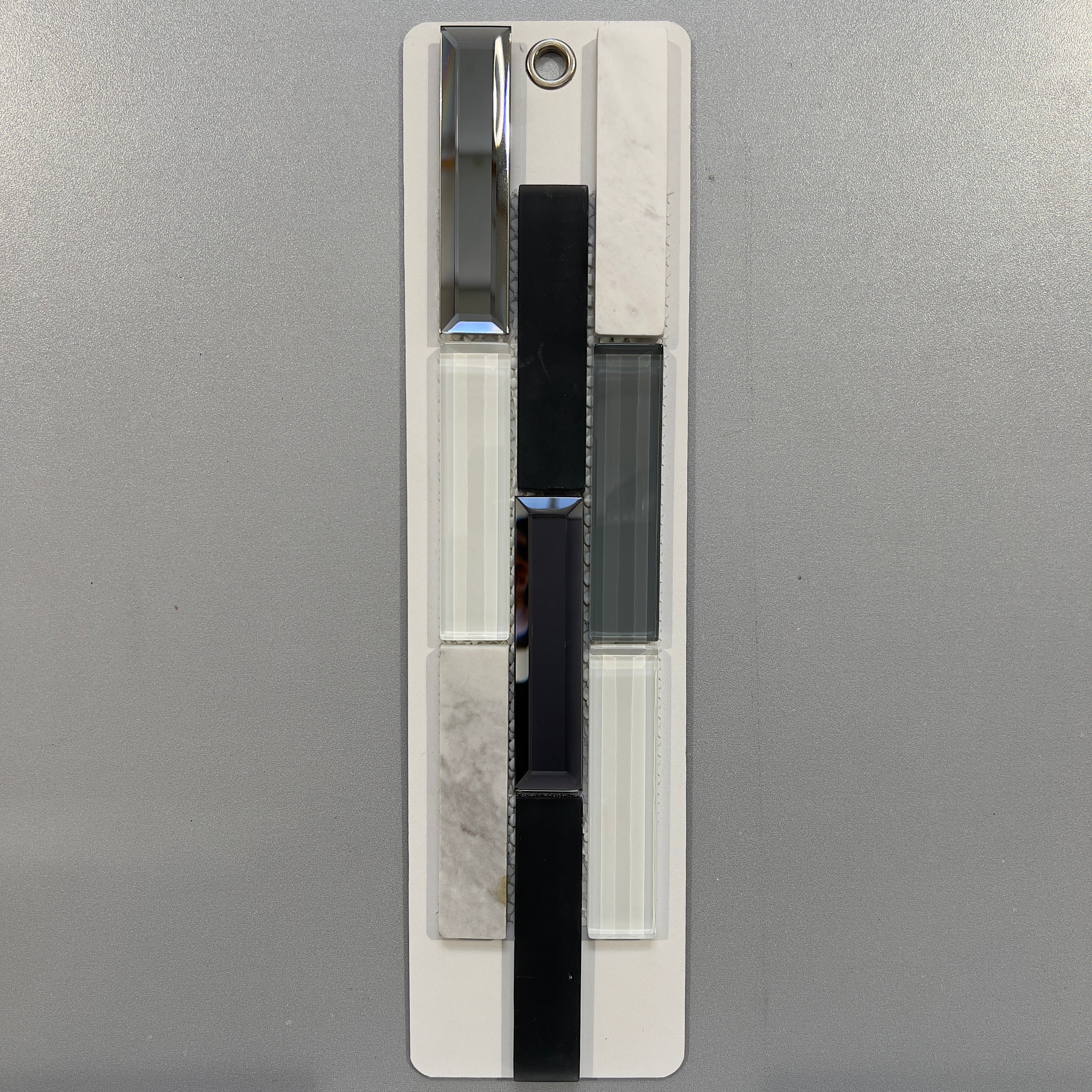 Mixed Grey Mirrored Look Glass and Marble Linear Mosaic/Pool Tile - pb ...