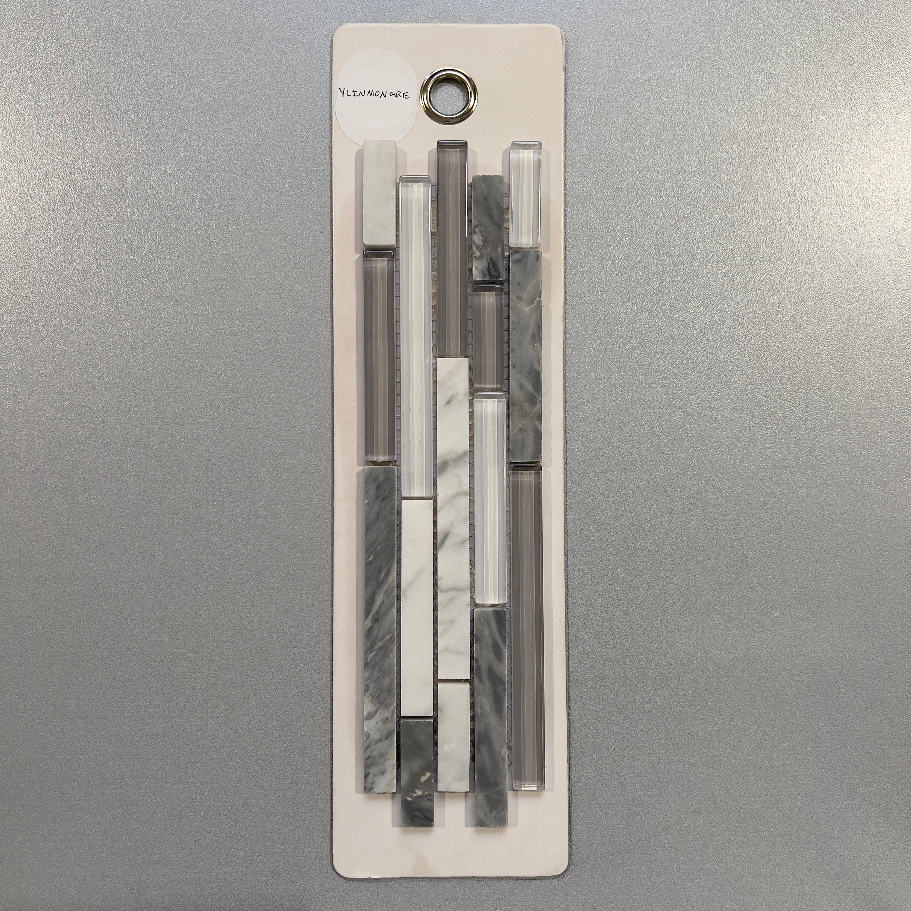 mixed grey glass and marble linear mosaic - ylinmongre – Tiles Warehouse