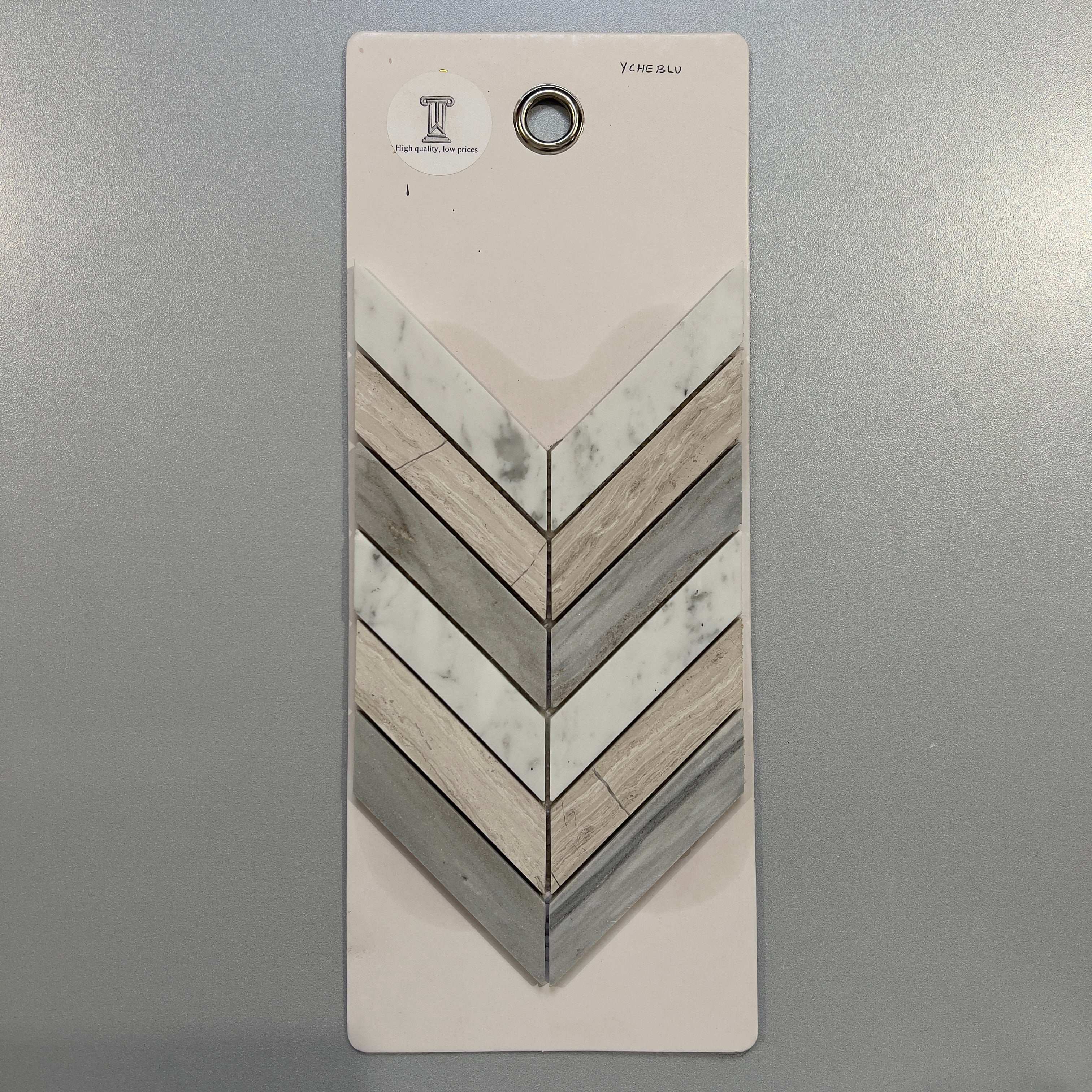 mixed grey marble chevron mosaic - ycheblu – Tiles Warehouse