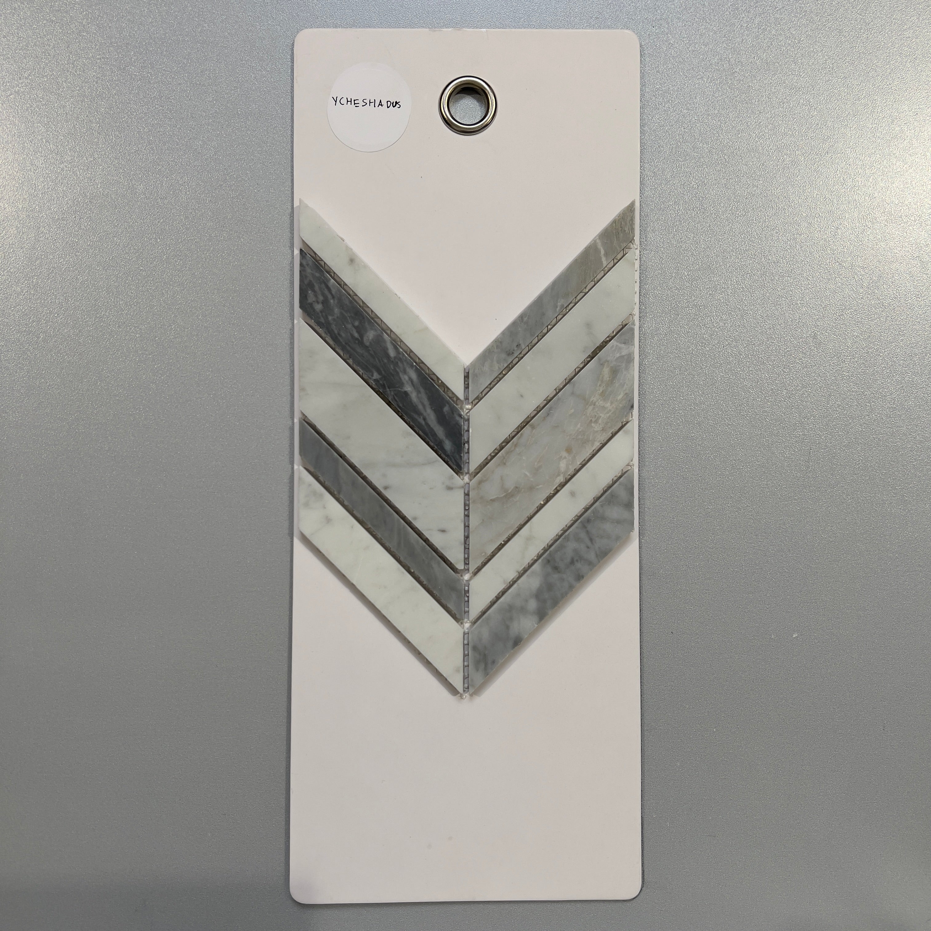 mixed grey marble chevron mosaic - ycheshadus – Tiles Warehouse
