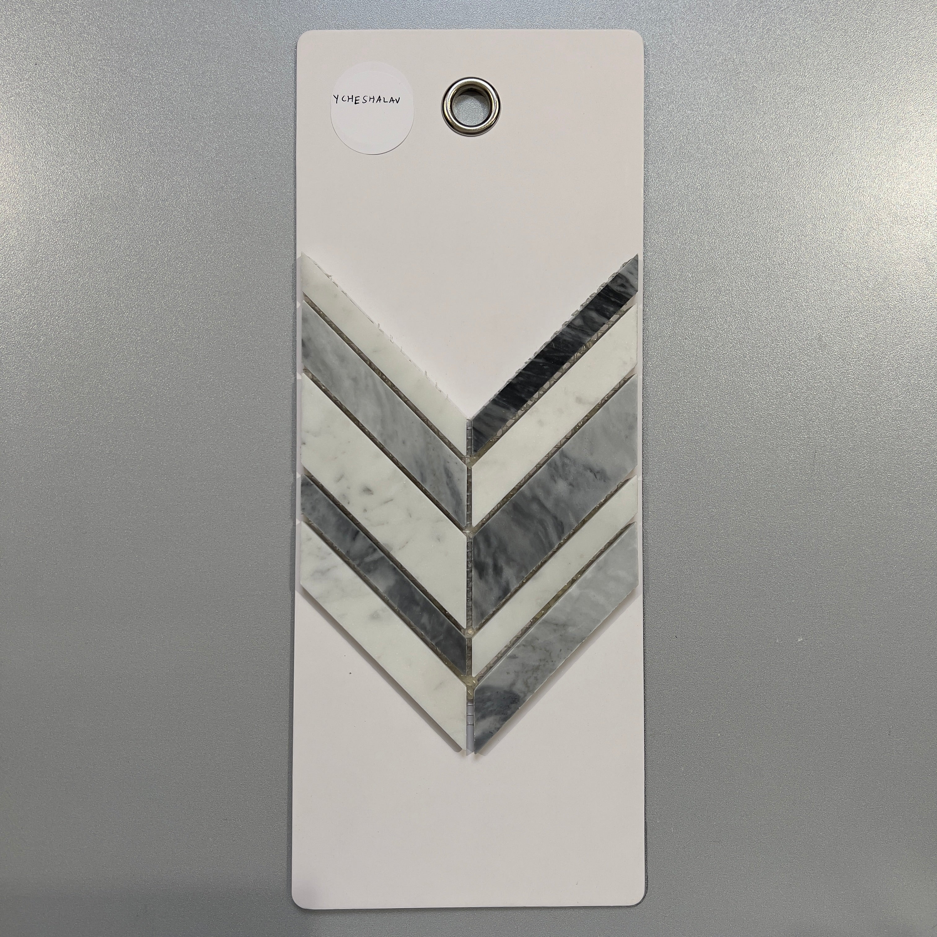mixed grey marble chevron mosaic - ycheshalaw – Tiles Warehouse