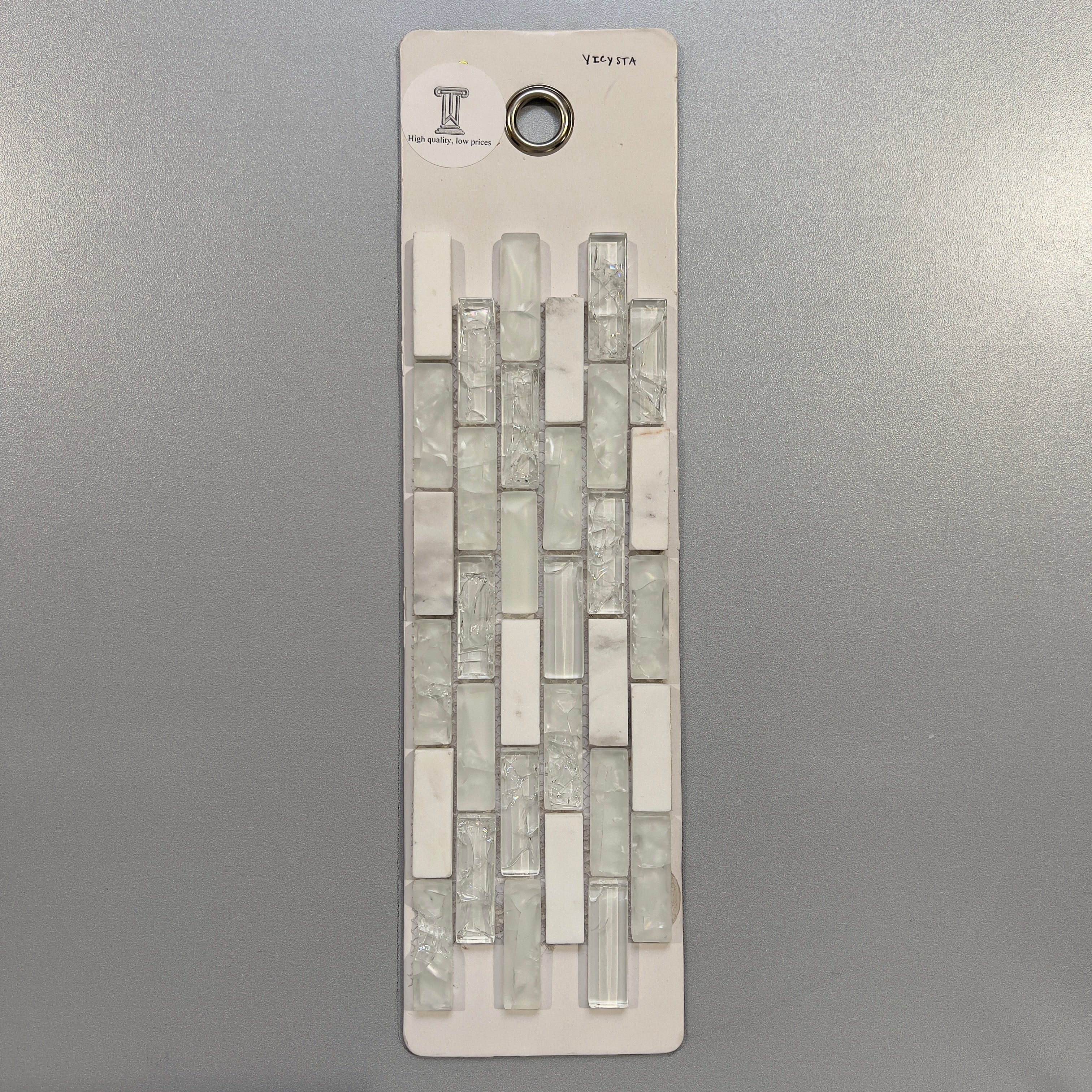 white glass and marble linear mosaic - yicysta – Tiles Warehouse